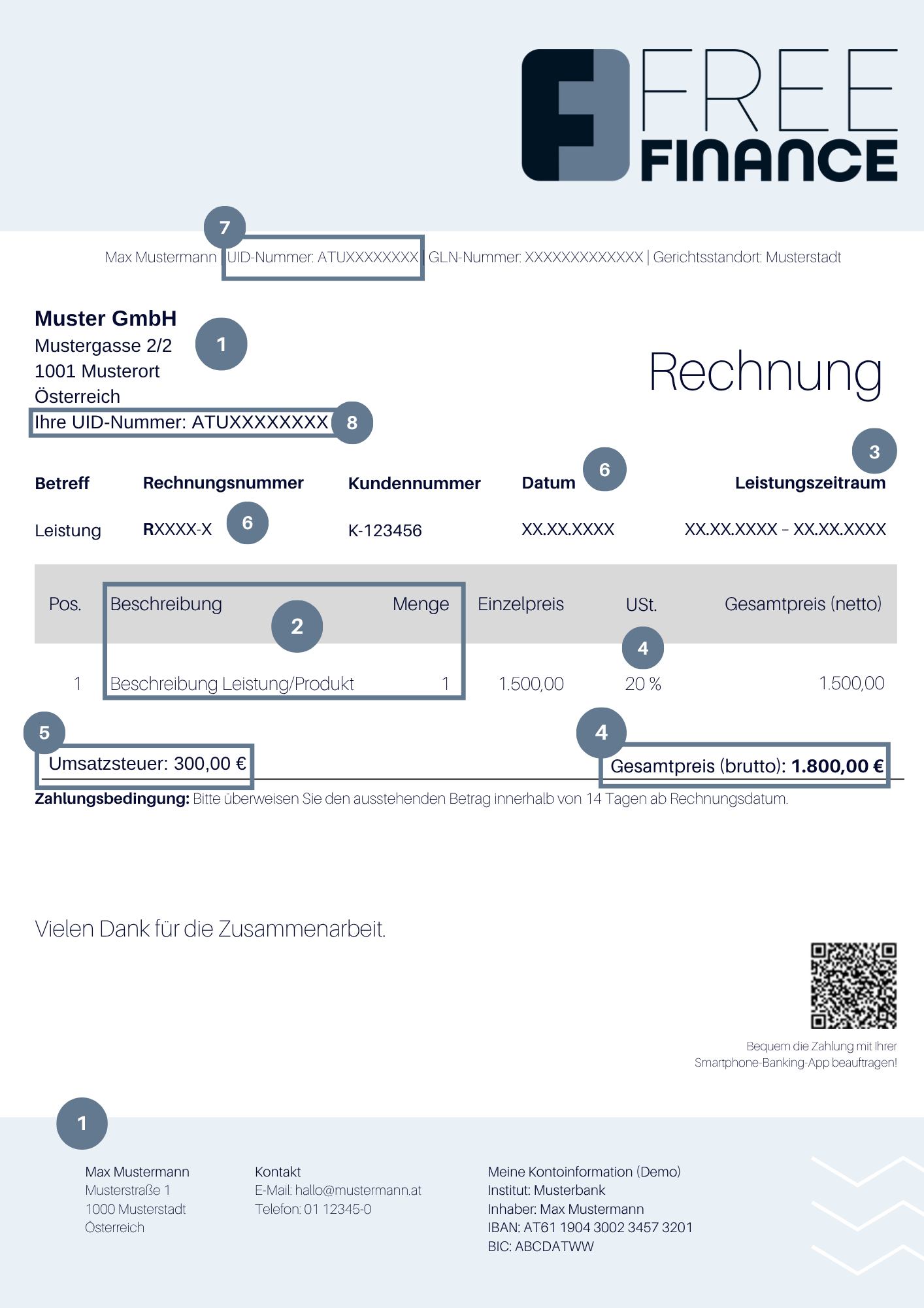 Rechnung schreiben ⇒ korrekt mit Muster & kostenloser Vorlage